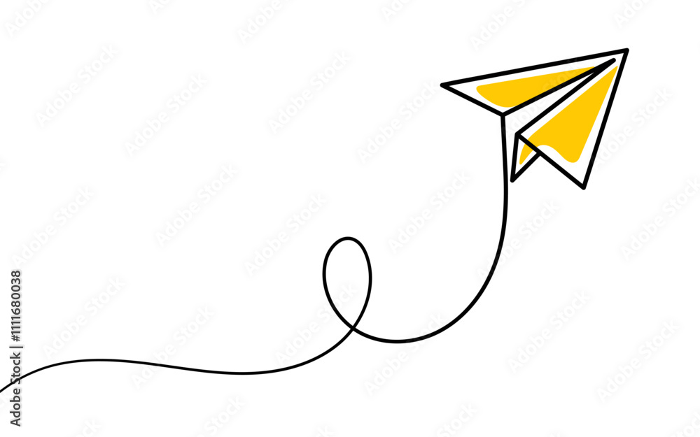 simple paper airplane illustration with line style isolated white ...