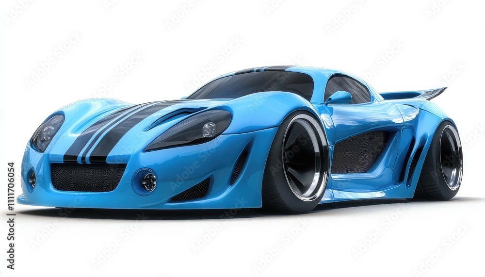 Blue Sports Car Design: Futuristic Vehicle with Sleek Lines and ...