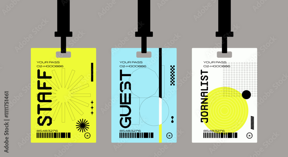 Plastic badges id card badges in a futuristic style. Journalist, guest ...