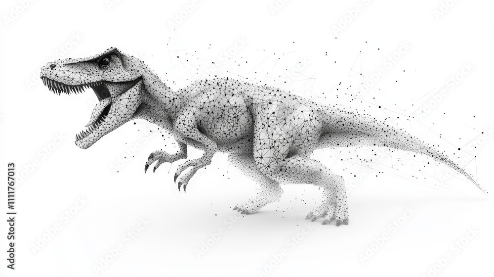 Abstract 3d velociraptor with open mouth isolated in white background ...