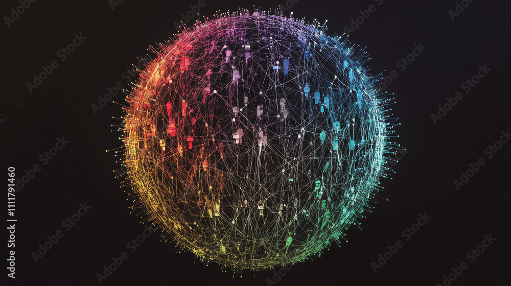 Vector illustration. Half of the Earth. Global connections conception ...