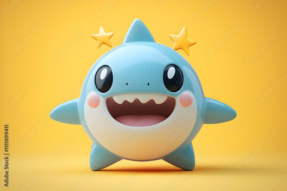 Adorable Shark Character Design, 3D Model, Cute Animation, Joyful ...