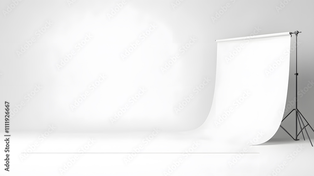 Empty studio with a smooth white cyclorama wall, equipped with ...