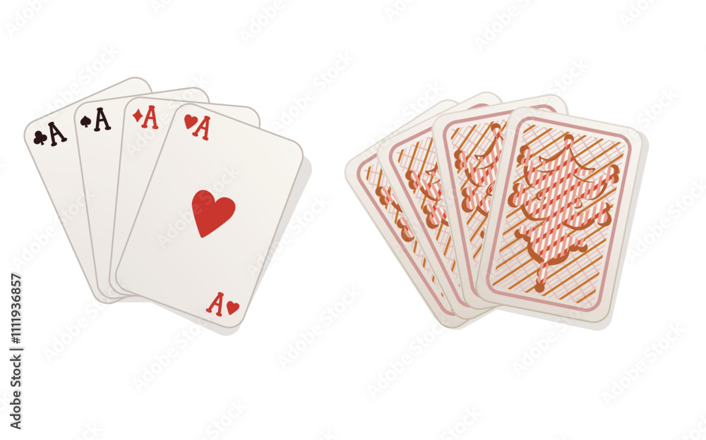 set of playing cards game fan. Ace of Spades, Hearts, Diamonds and ...