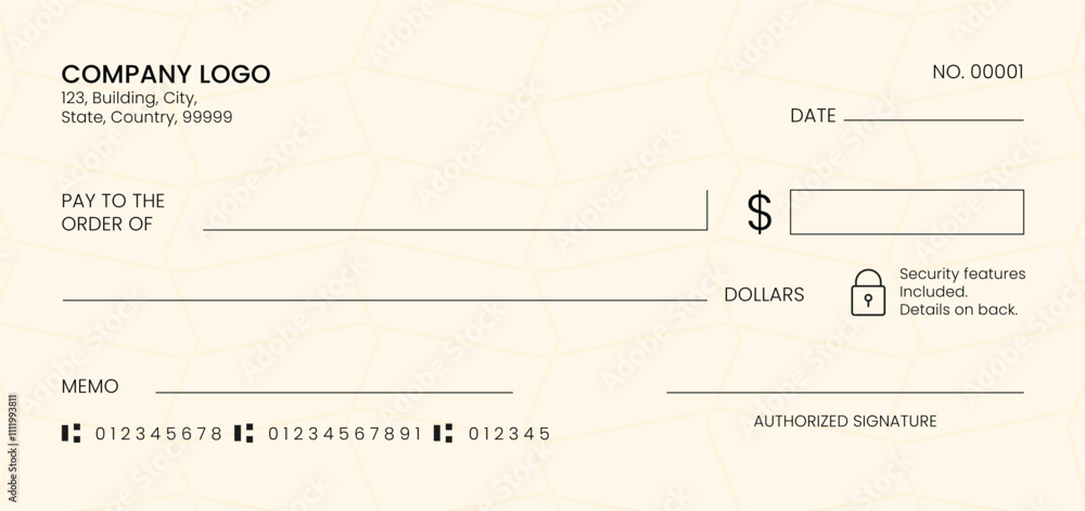 Blank bank cheque. Blank cheque with empty spaces to write. Vector ...