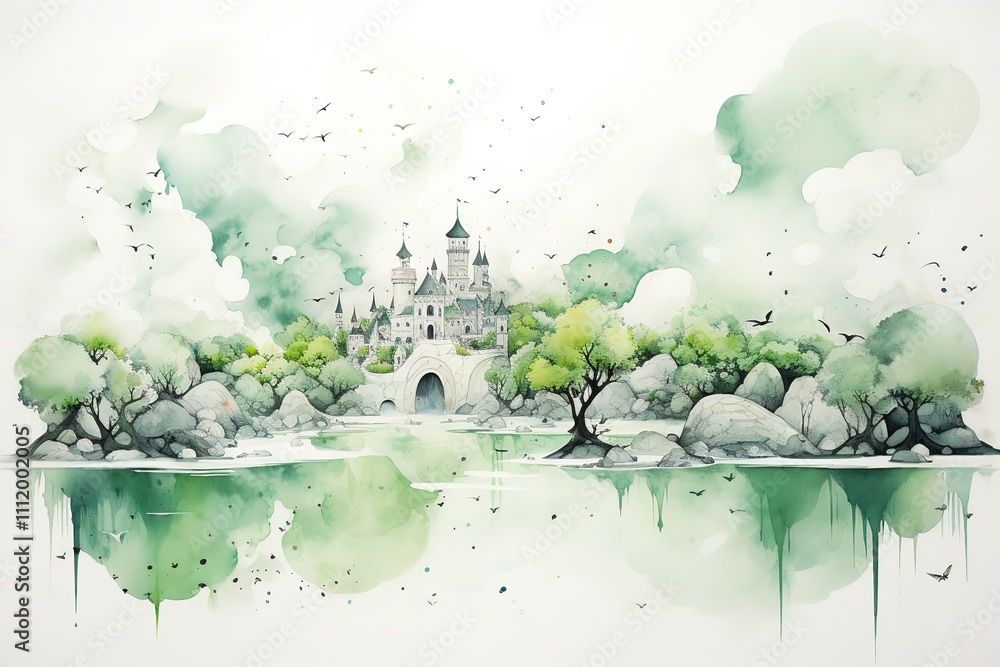 Watercolor tree vector in side view painting botanical for section and ...