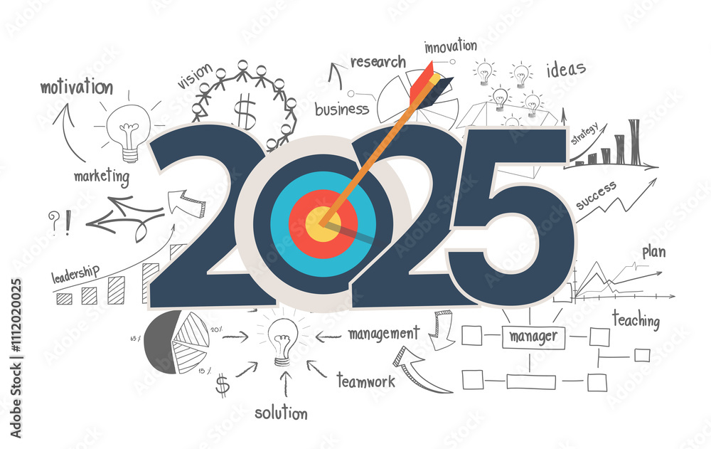 2025 new year target audience concept, Creative thinking drawing charts ...