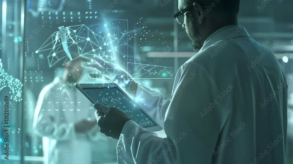 Iconic unplugged, a medical technology concept with a doctor usi Stock ...