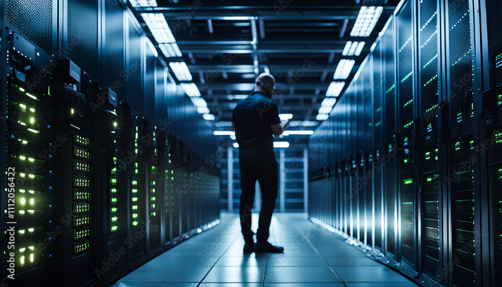 Foto de Stock Data Center Information storage warehouse. Chief ...