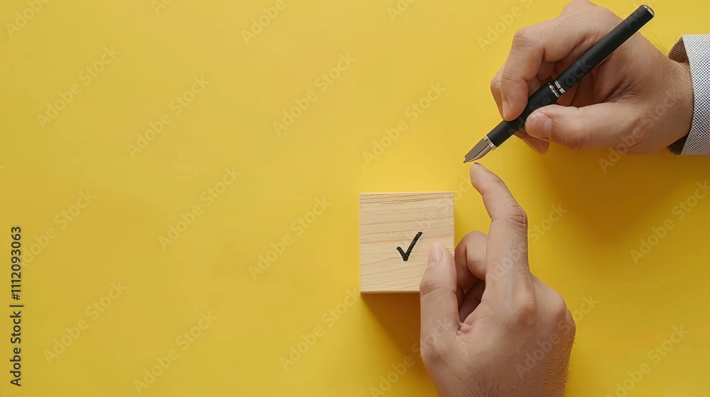 Checklist Concept: Person Using a Black Ink Pen to Correct and Tick ...
