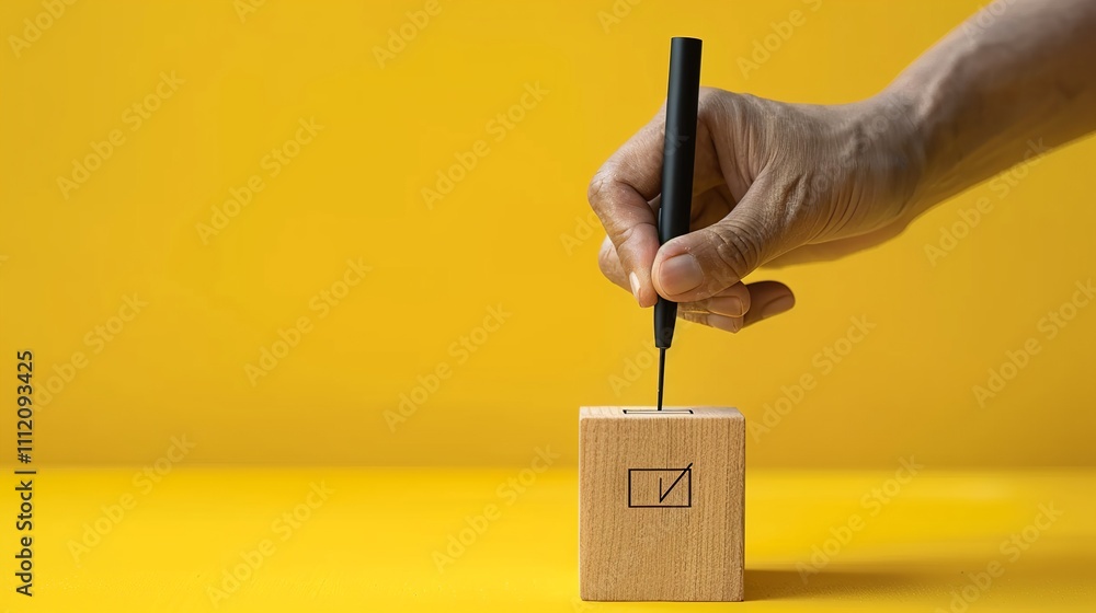 Foto de Stock Checklist Concept: Person Using a Black Ink Pen to ...
