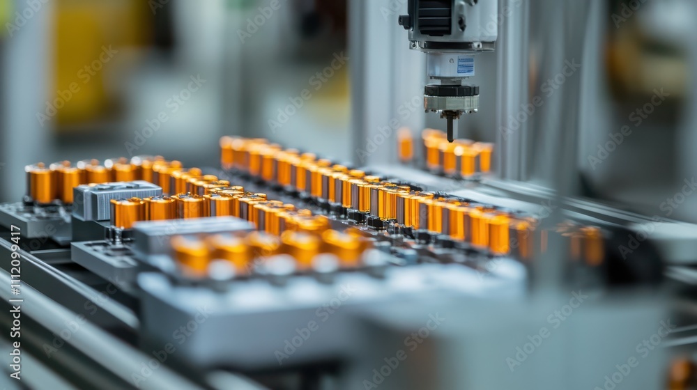 Electric lithium ion batteries assembly, manufacturing process Stock ...