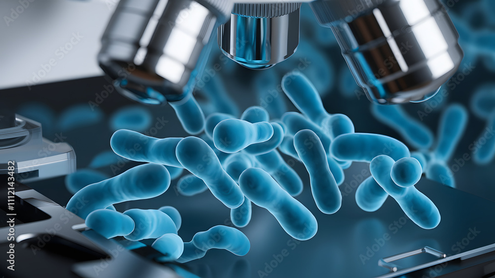 Stock-Illustration „Microscopic view of beneficial bacteria thriving in ...