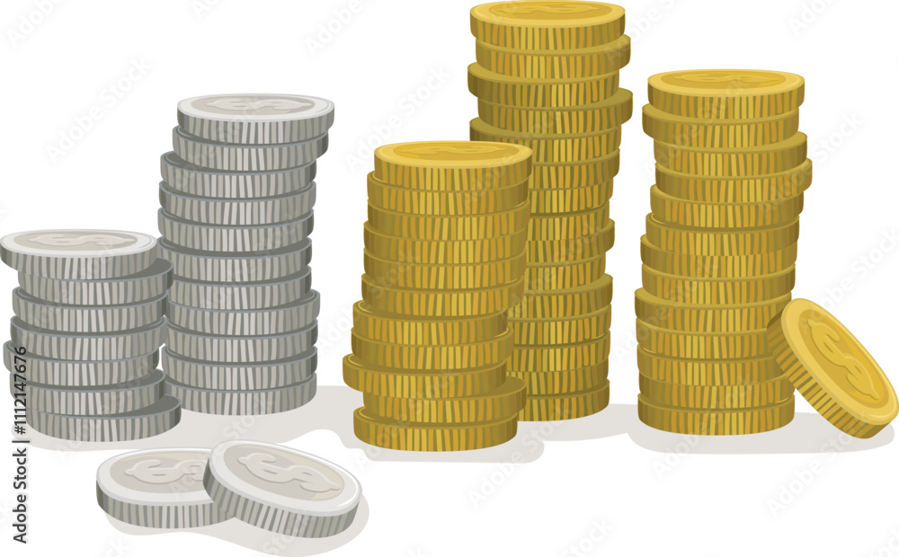 big stack of coin metal money 3D realistic money, cash, treasure pile ...