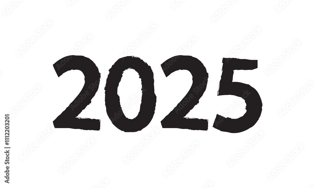 hand drawn 2025 for new year. brush painted 2025 number design for ...