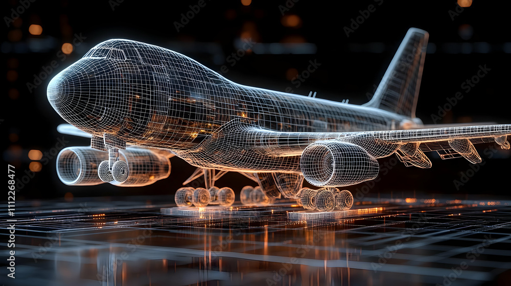Ilustración de Stock Airbus Jet: Digital Design, Wireframe, 3D Model ...