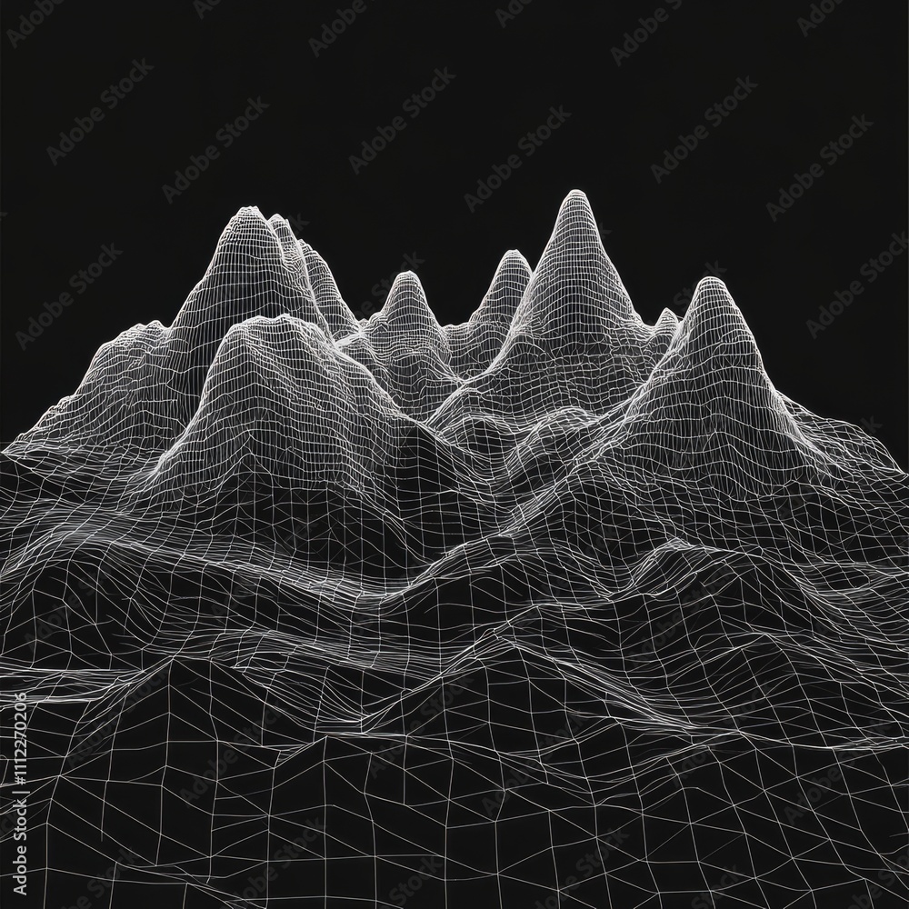 Mountains and road grid. 3d map route polygonal landscape. Futuristic ...