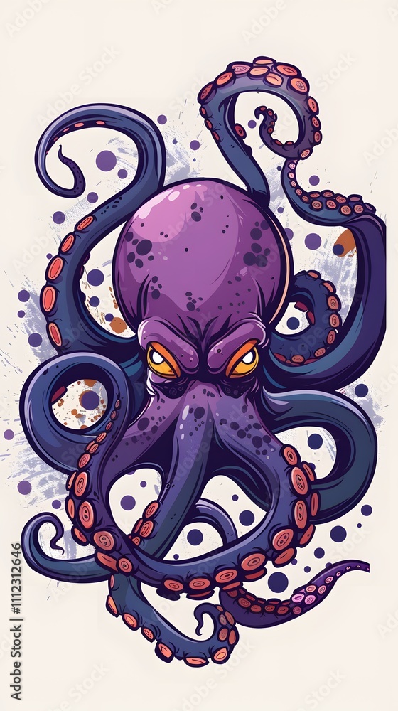 Incredible Commotion of an Octopus, Angry octopus illustration ...