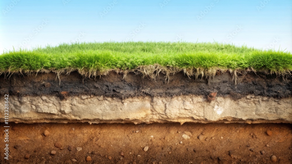 Underground soil layer of cross section earth, erosion ground with ...