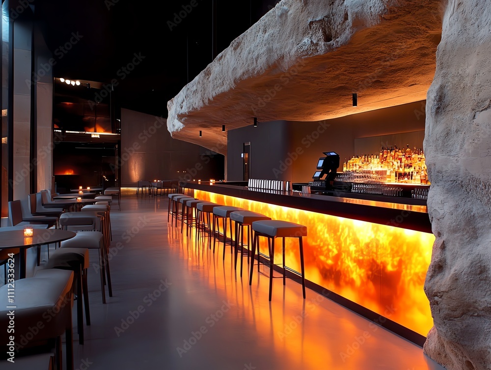 Volcanic Core Bar A dramatic underground bar built into a simulated ...
