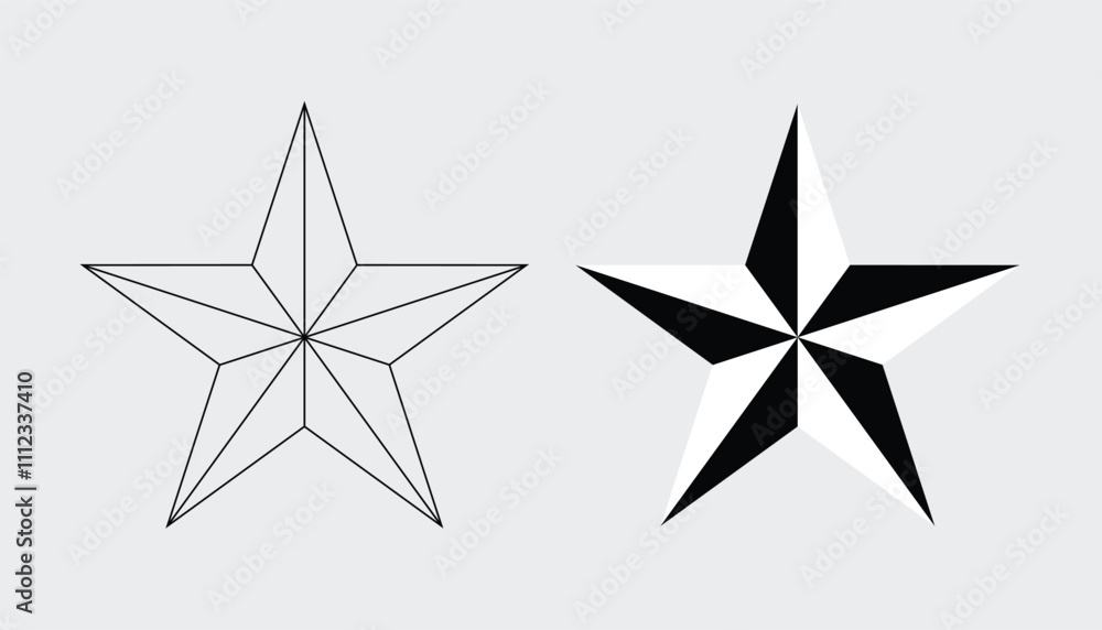 Lone star icon set isolated on gray background. star sharp edges and ...