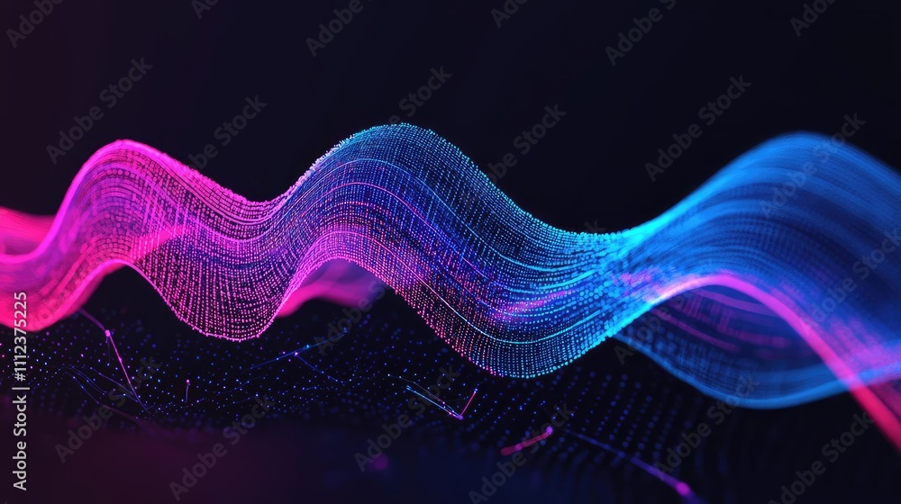 Colorful wave design with vibrant gradients on a dark background ...