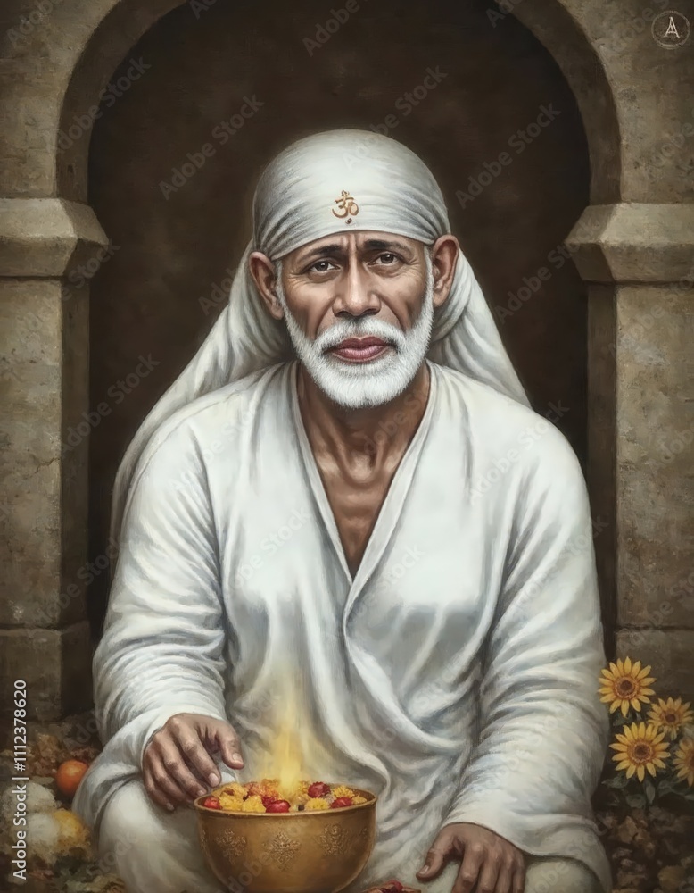 Sai Baba Indian God background Stock Illustration | Adobe Stock
