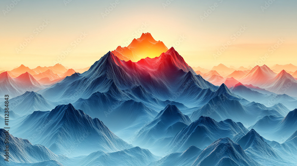 Create an image of a mountain range where the peaks and valleys are ...