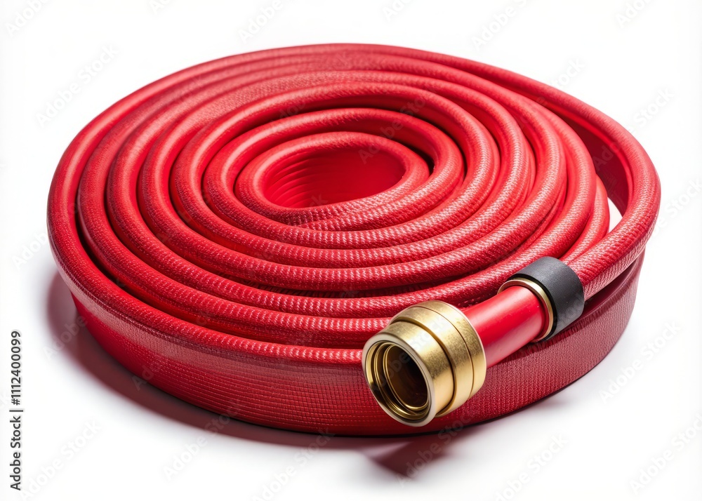 Isolated Red Fire Hose Coiled on Background for Emergency Response and ...