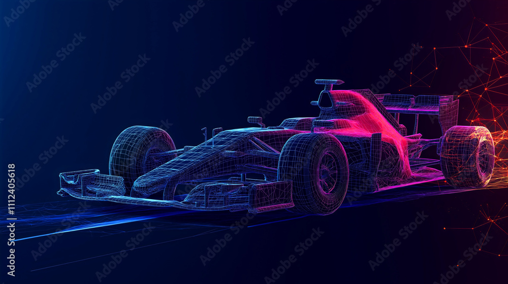 Polygonal wireframe illustration of a formula race car, showcasing ...