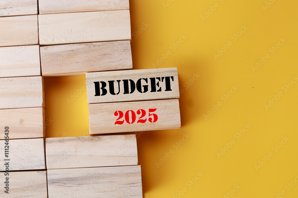 Budget 2025 symbol. Wooden blocks with words Budget 2025. Beautiful ...