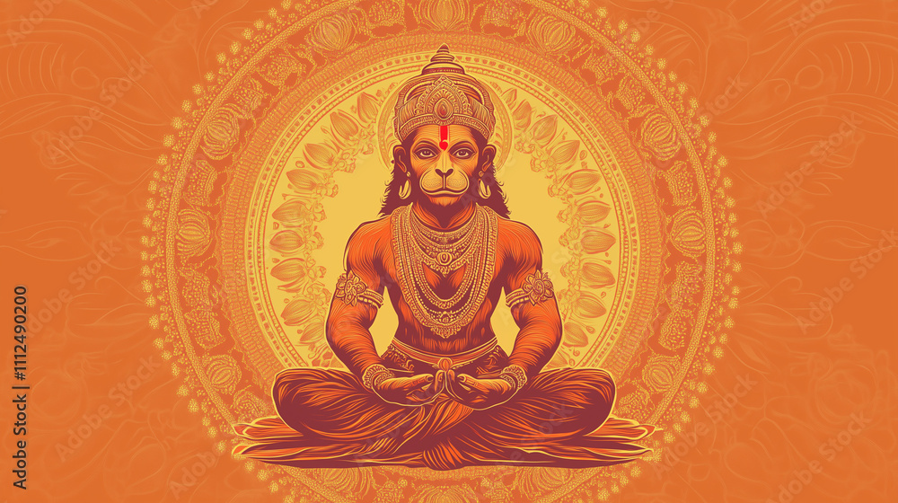 Hanuman Jayanti banner depicting illustration of Hanuman in sitting ...