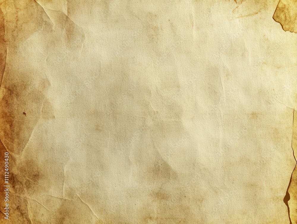 weathered vintage paper texture with yellowed edges, subtle creases and ...