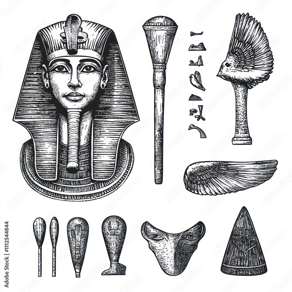 Ancient Egyptian Artifacts: A Collection of Hand-Drawn Illustrations ...