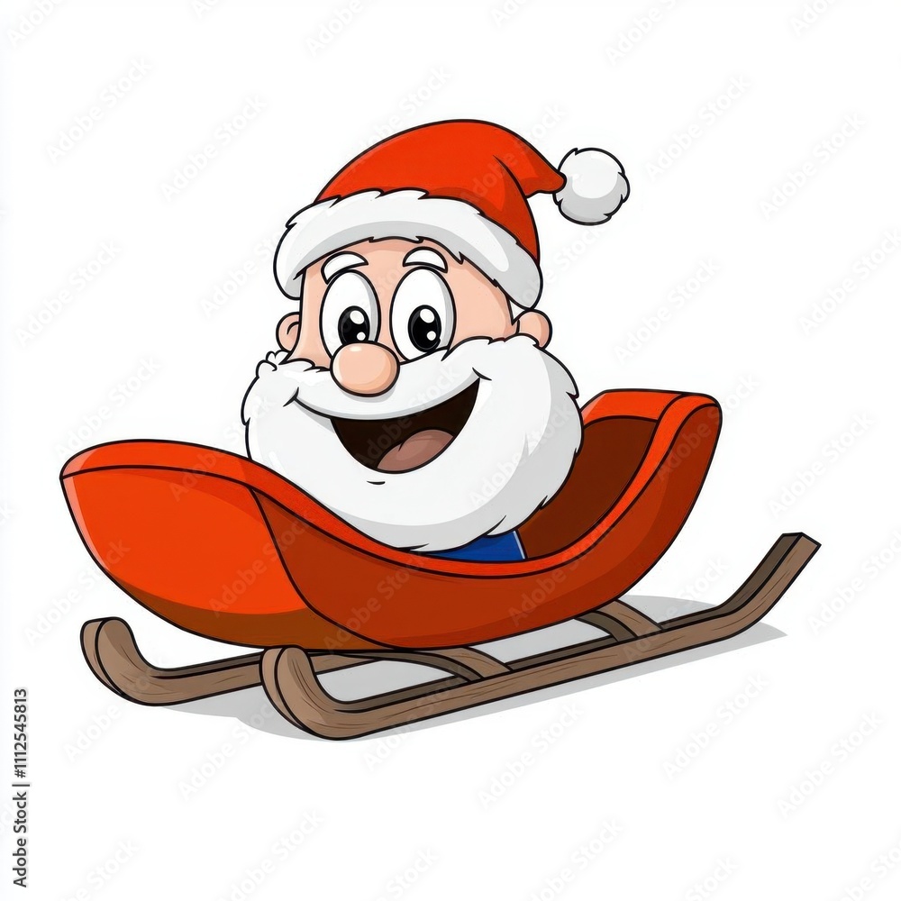 Cute cartoon illustration of a festive Christmas sled with big happy ...