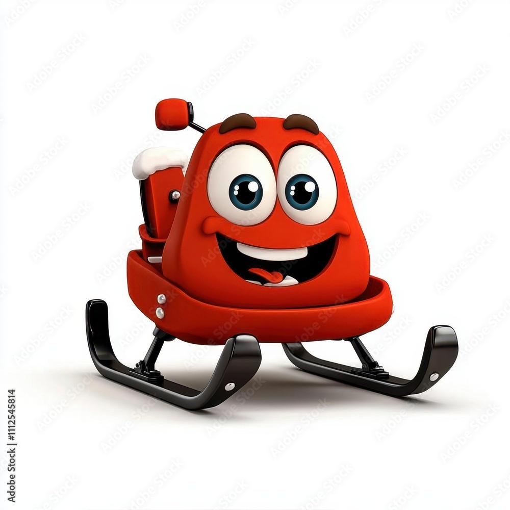 Cute cartoon illustration of a festive Christmas sled with big happy ...