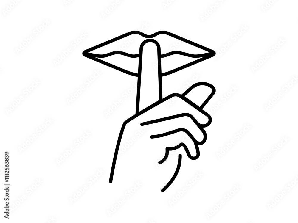 don't be loud icon, finger and lips icon, icon flat style pictogram for ...