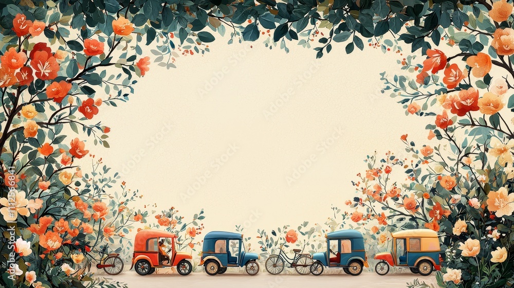 Colorful Vintage Rickshaws Surrounded by Beautiful Floral Arrangements ...
