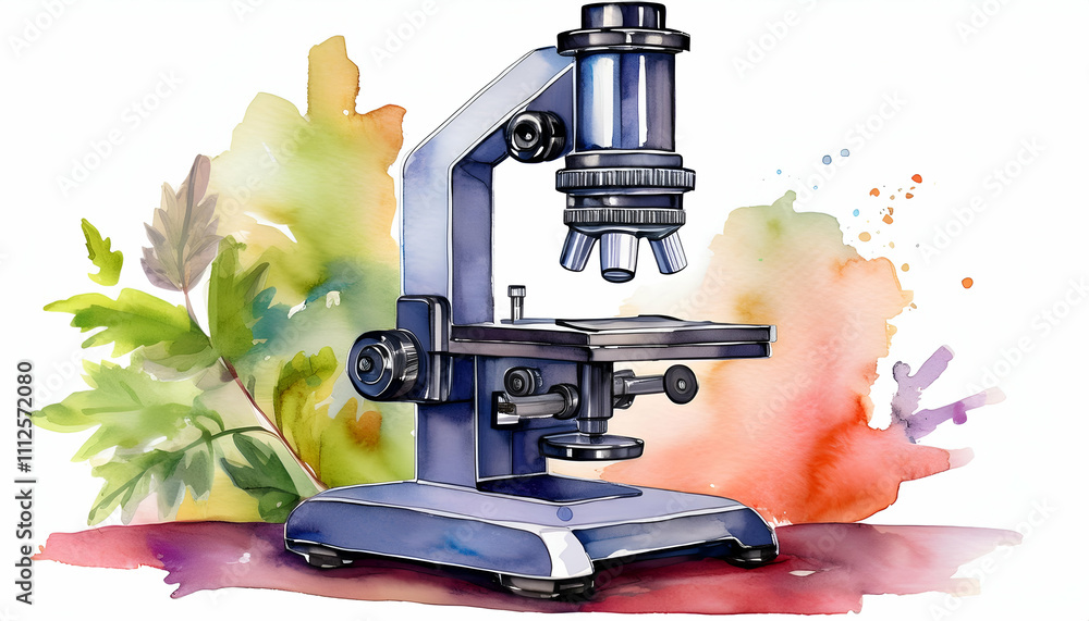 Microscope. isolated on white. watercolor clipart illustration with ...