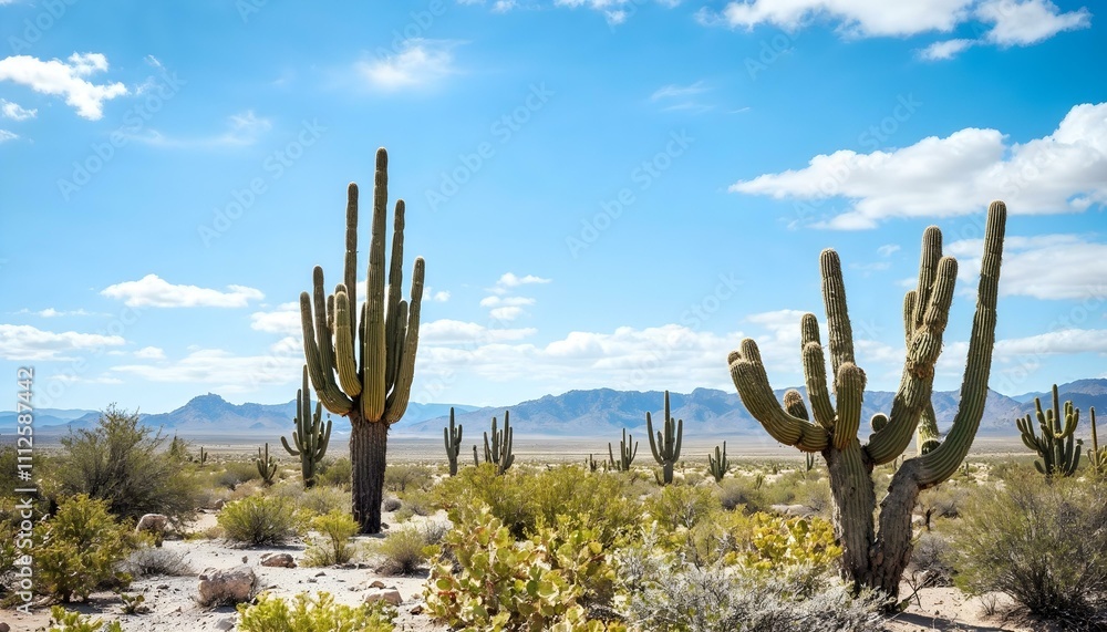 Cactus varieties and native succulent plants in the desert landscape ...