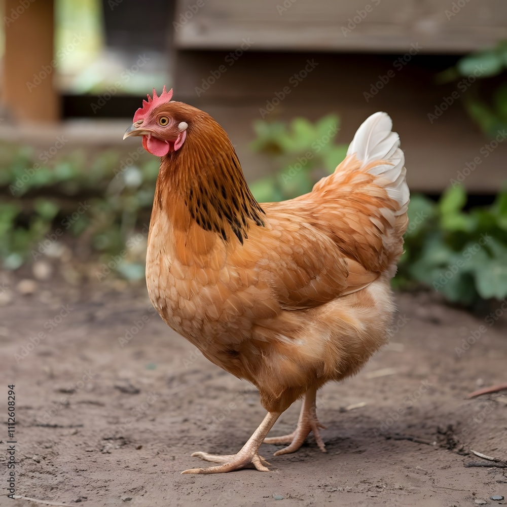 Foto de Stock Chicken, Full body of brown chicken hen standing isolated ...