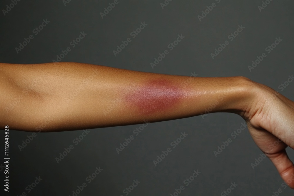 Subtle Forearm Bruise, delicate hues merging with skin tones, capturing ...