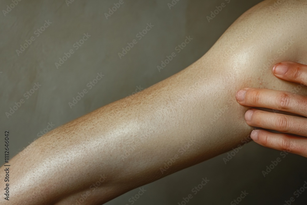 Subtle Bruise on Upper Arm, soft shadows accentuating skin texture ...