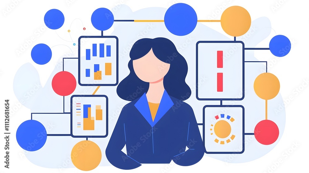 A conceptual composition of a professional surrounded by data ...