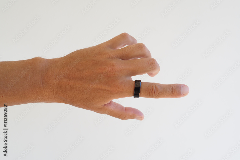 Black Tracker Smart Ring, Step Counter for Walking, Heart Rate Blood ...