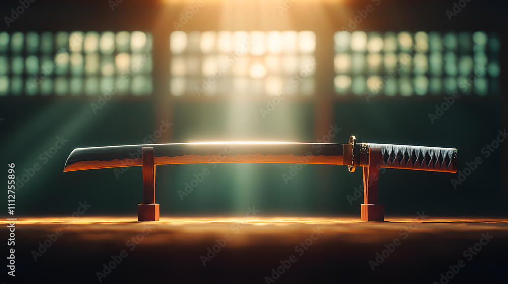 Traditional Japanese katana sword, featuring a beautifully crafted ...