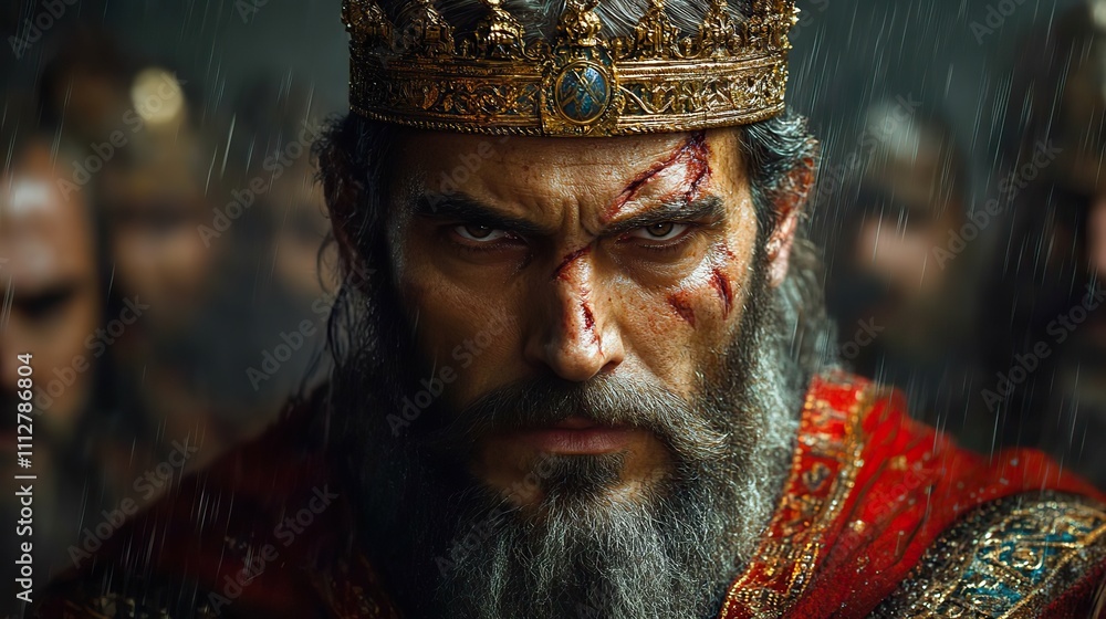 david king of israel portrait of a king with a crown and a sword in the ...