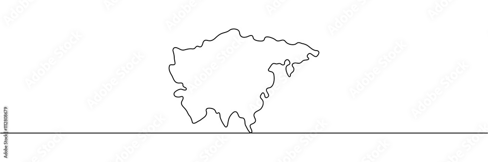 Continuous line drawing Asia. World map continent line symbol. Vector ...