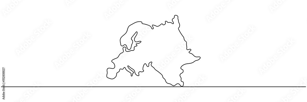 Continuous line drawing Europe. World map continent line symbol. Vector ...