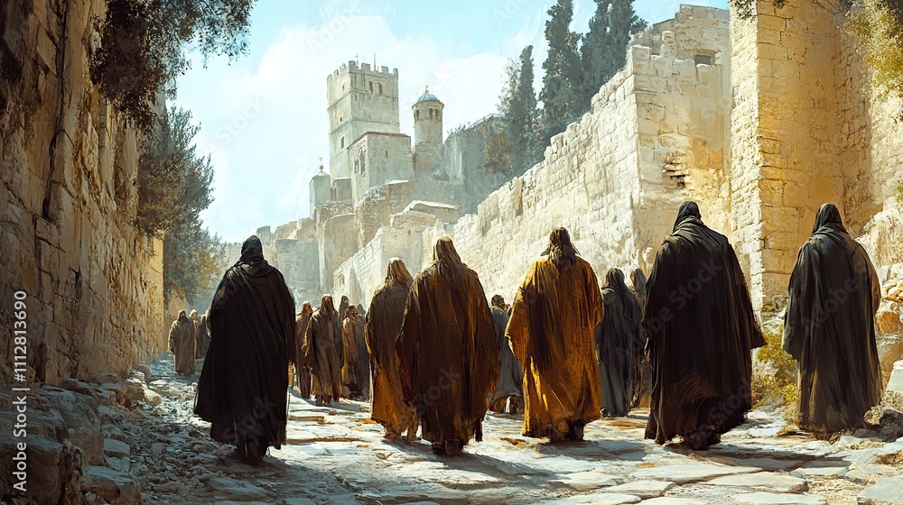 jewish men in the street old testament biblical scene Stock ...